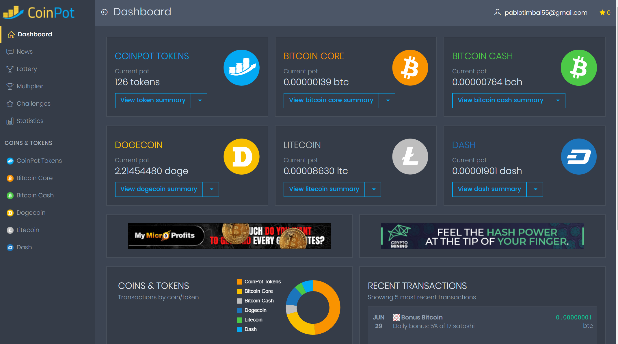 Coinpot Microwallet Features ( for beginners in CryptoWorld)