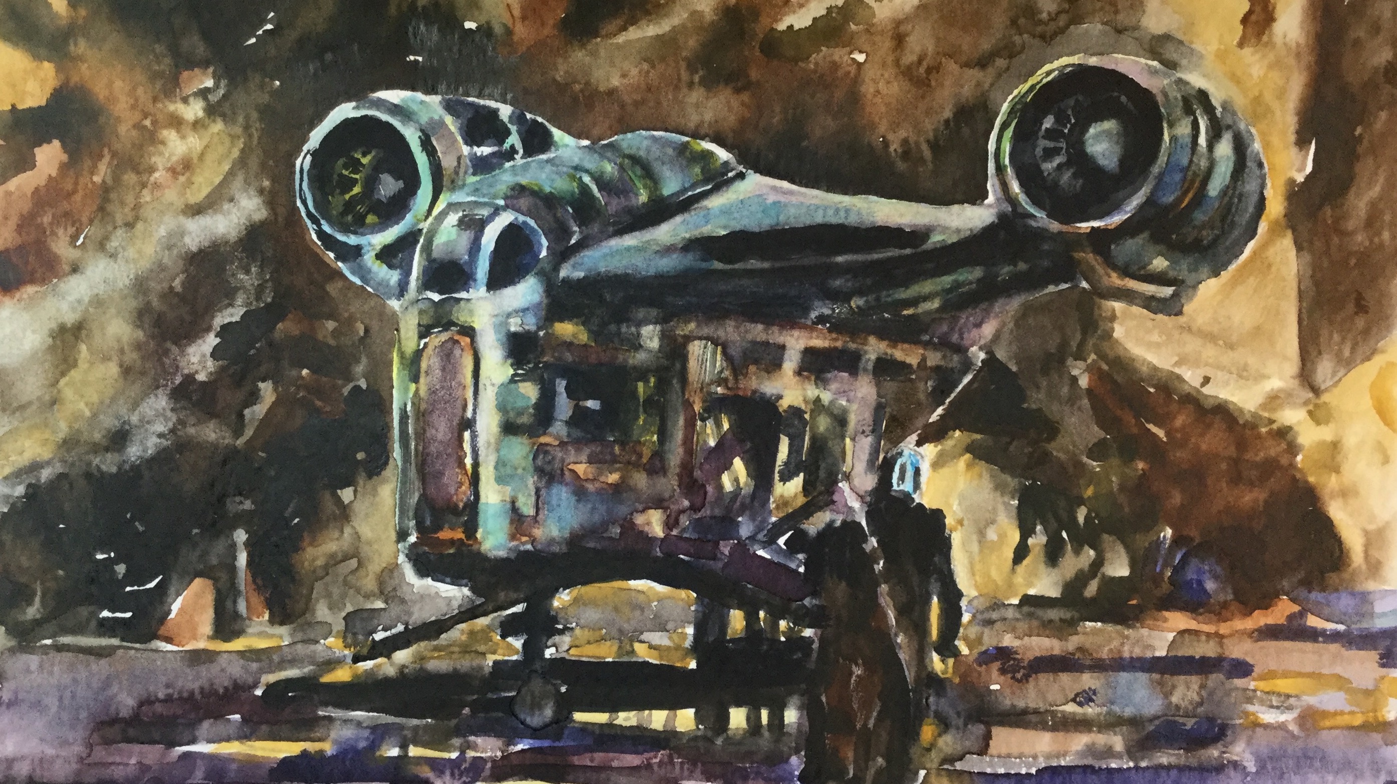 My Watercolor painting Timelapse. The Razor Crest from The Mandalorian