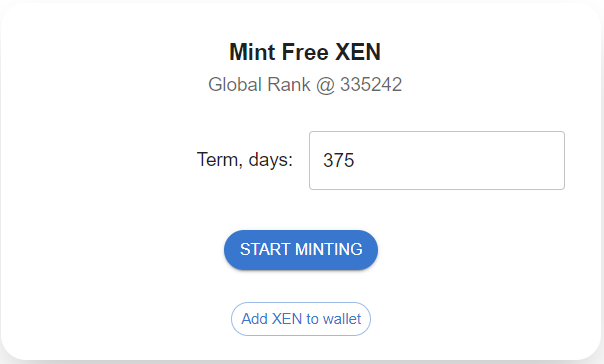 You can now mint Xen-tokens for only gas fees