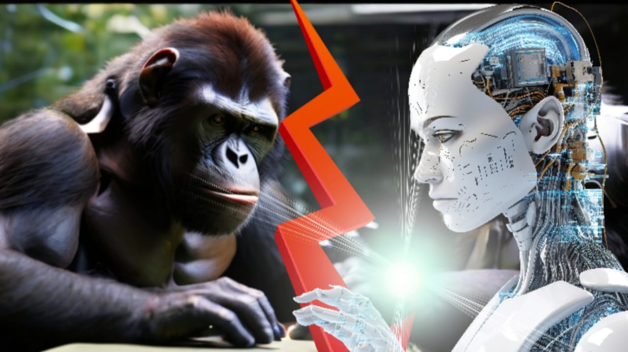 What Will Overpower or Outsmart Humans First? AI or Apes?
