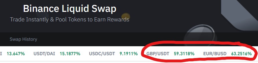 High-earning pairs on Binance Liquid Swap