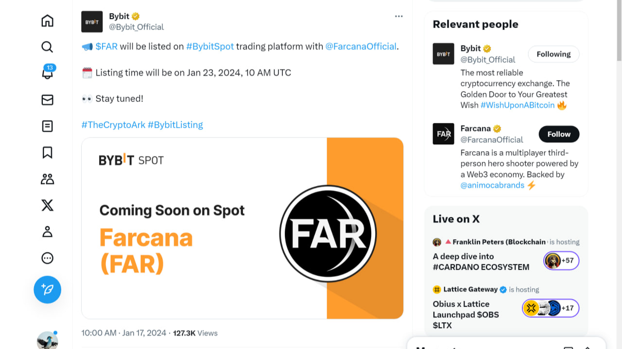 $FAR Bybit Listing & Airdrop Will End in 4 Days