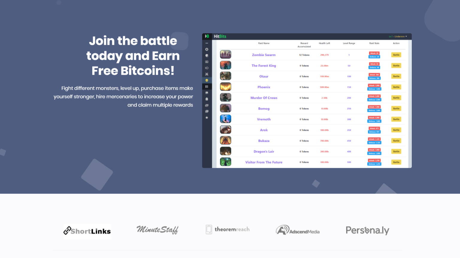 HitBits - Join the battle today and Earn Free Bitcoins!