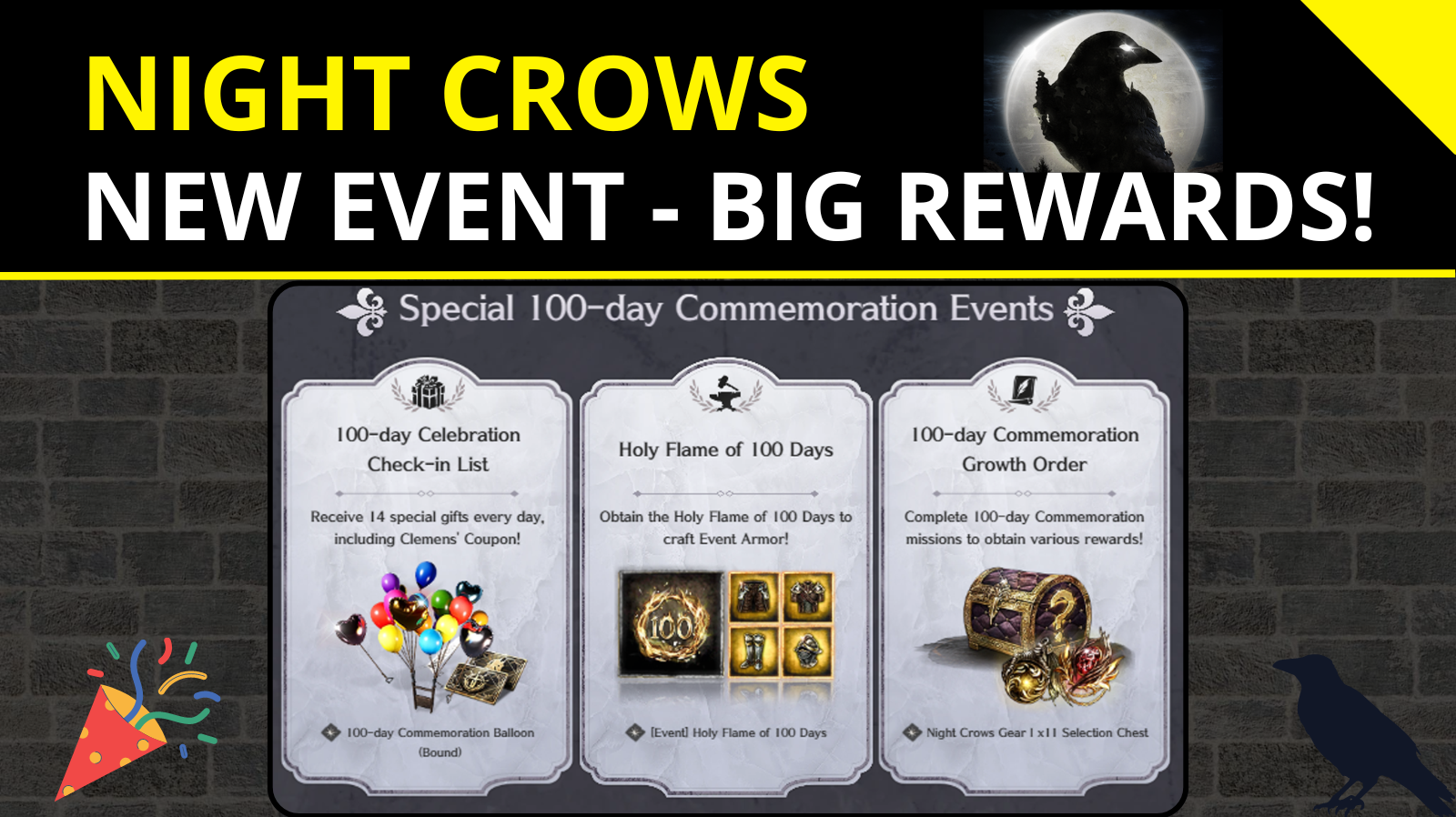 Night Crows Event 🌒| Big Update - 100th Day Commemoration! 🎉