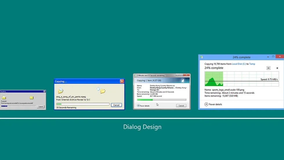 La evolución del diálogo de copiar archivos de Windows / The evolution ...
