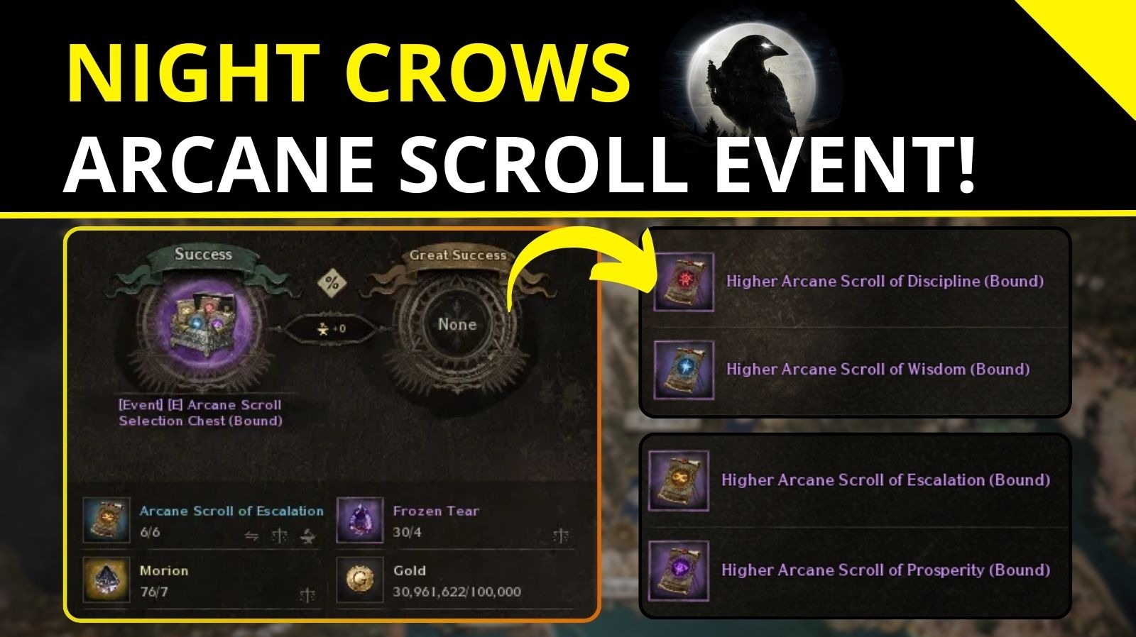 Night Crows 🌒| 5 New Events and Easy Craft of Arcane Scrolls!