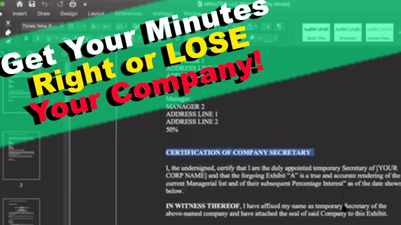 Get Your Corporate Minutes Right or Lose Your Company (a how to)