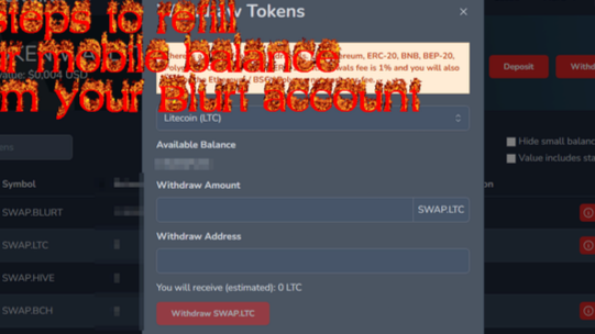 3 steps to refill your mobile balance from your Blurt account