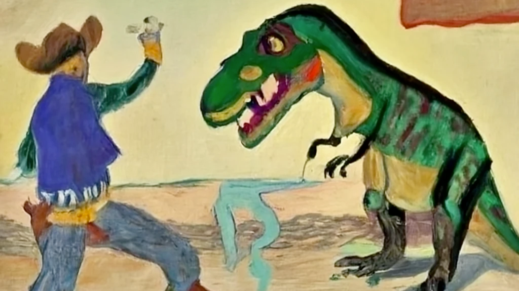 AI-Generated Paintings: Monster vs. Cowboy