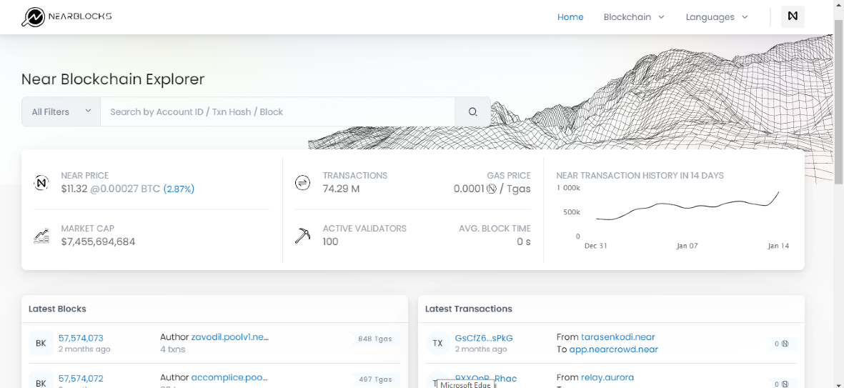Explore deep into the NEAR blockchain using NearBlocks
