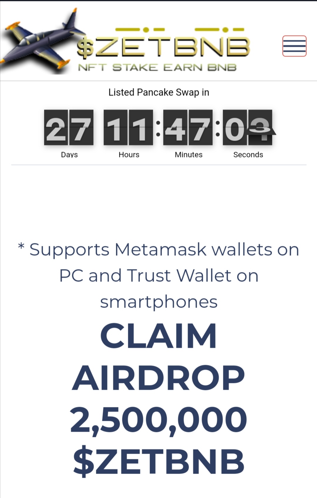 $ZETBNB AIR DROP CLAIM YOUR 2,500,000 $ZETBNB TOKEN FREE