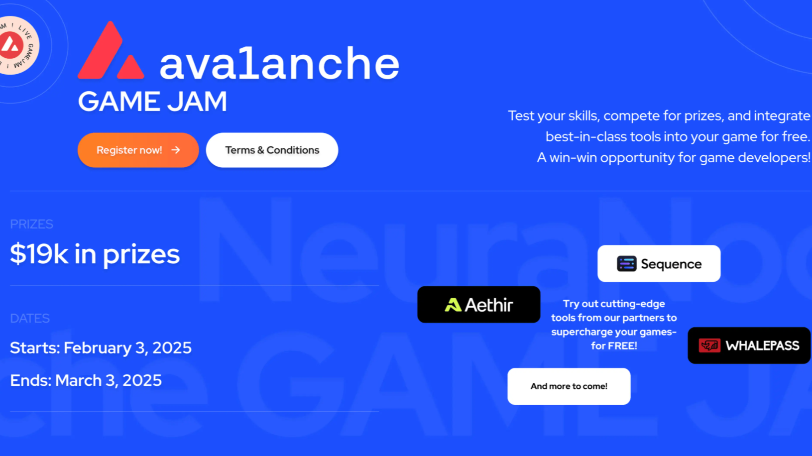19K USD Prizes for NeuraNode x Avalanche Game Jam