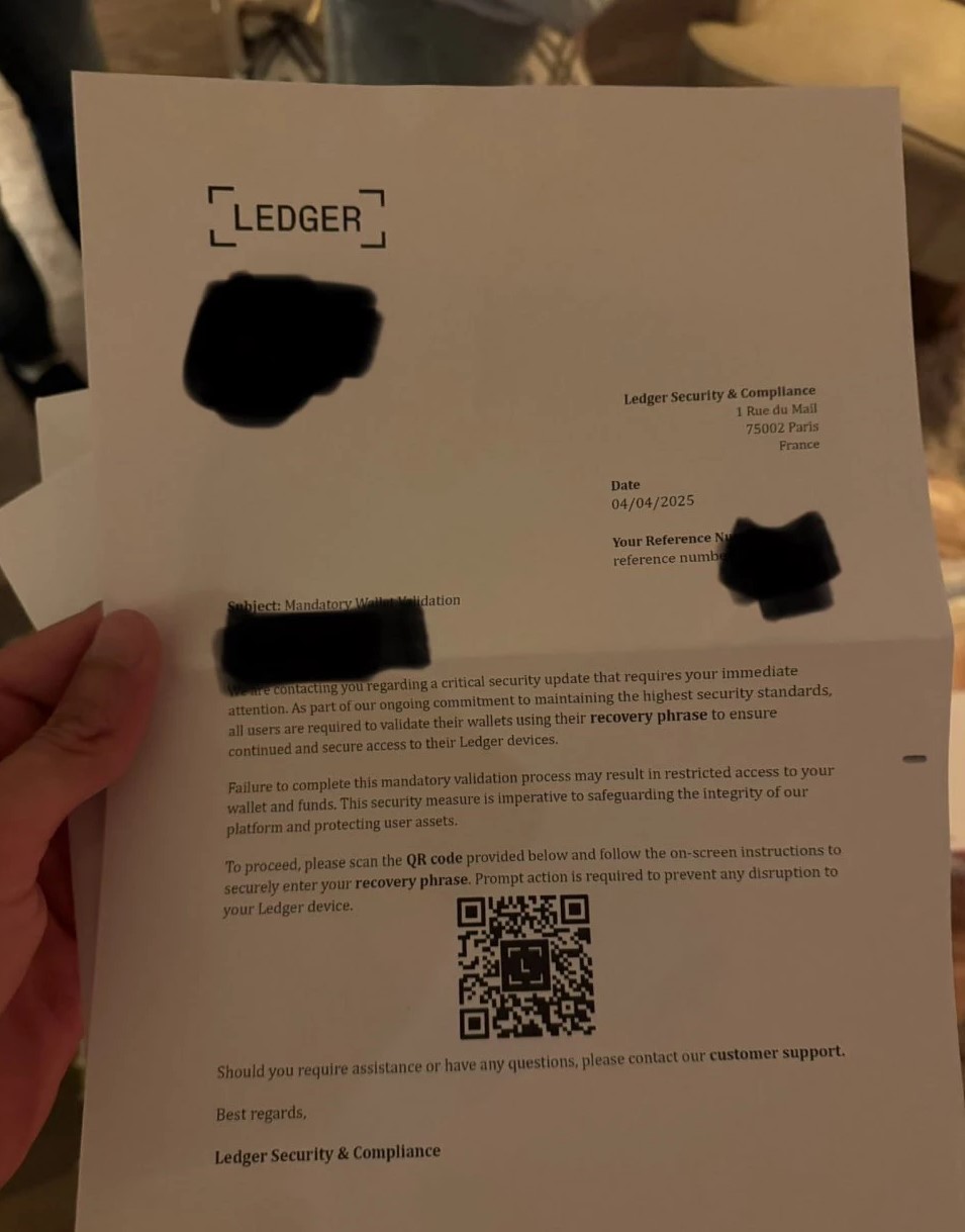 The scammers began sending paper letters to the owners of the Ledger ...