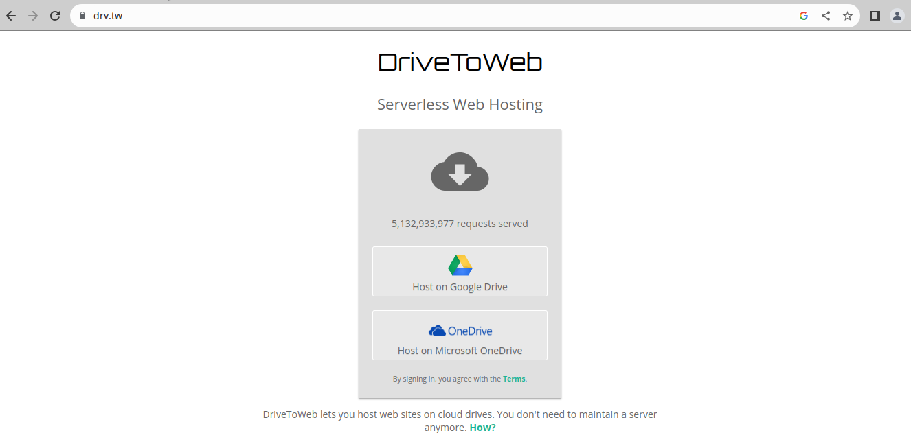 A simple way to host a static web site on Google Drive or OneDrive