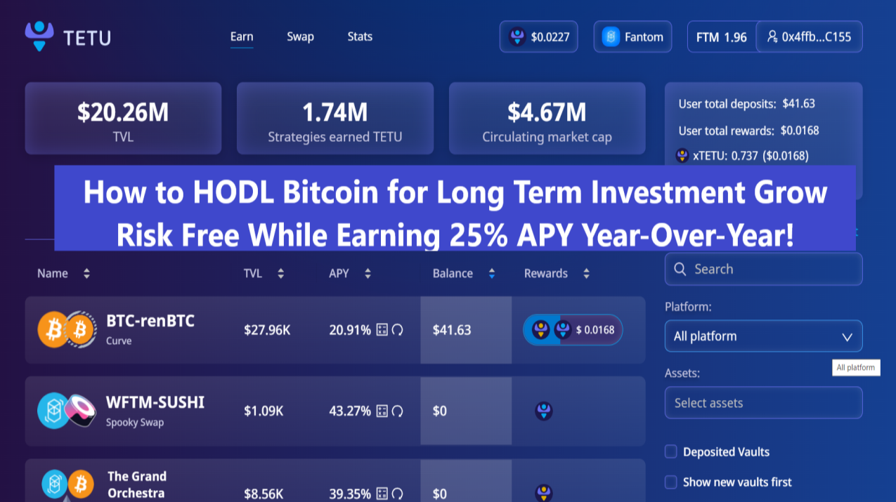 How to Risk Free BTC HODL for Long Term By Invest in Tetu Finance's ...