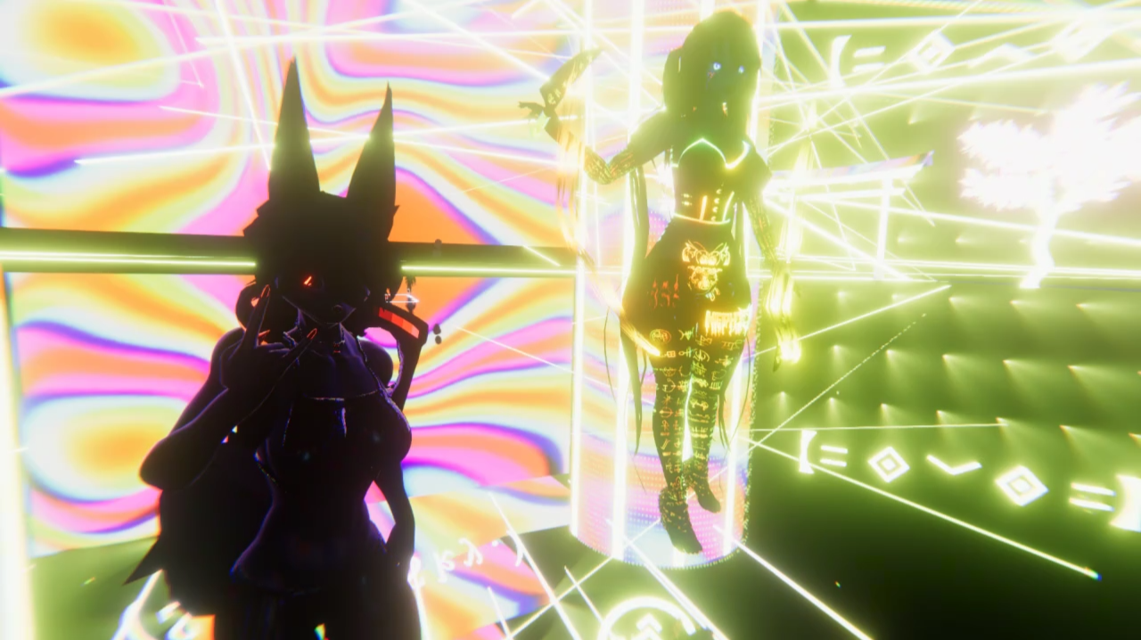 VRChat - Party Life - Chilling with neph during a light show.
