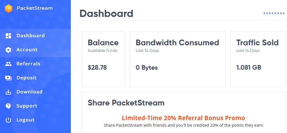 Earn Passive Income by Sharing Internet with PacketStream