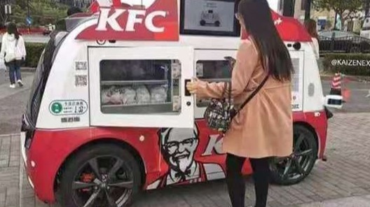 Automatic 5G mobile KFC kiosks in China.