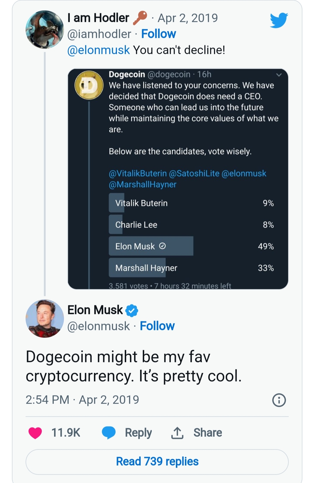 How did Elon musk got involved with doge coin?