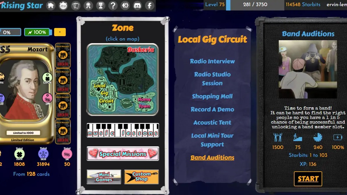 Rising Star Game - Level 75 Reached, First Band Audition Started