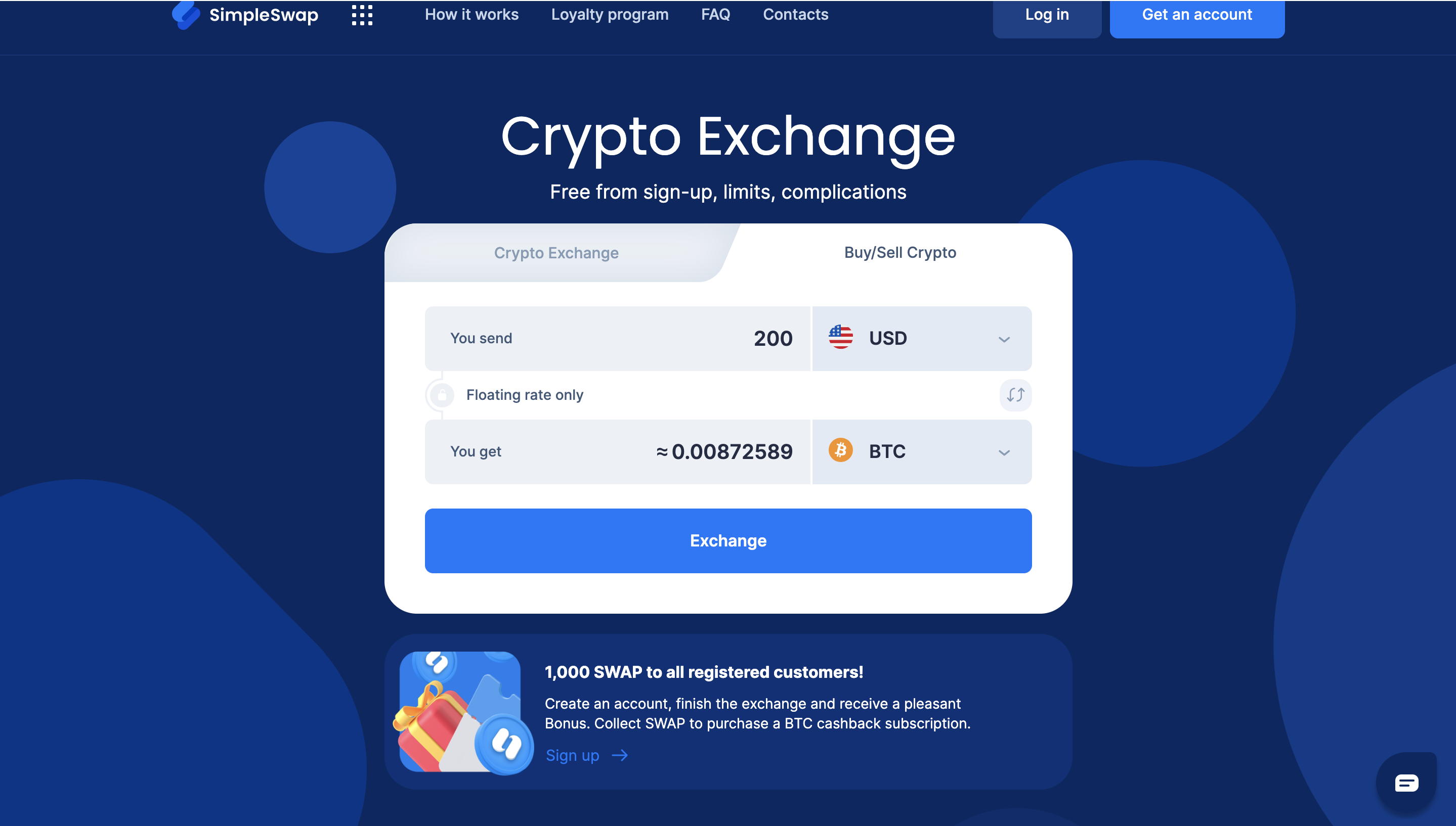 SimpleSwap: Fast and Secure Crypto Exchange