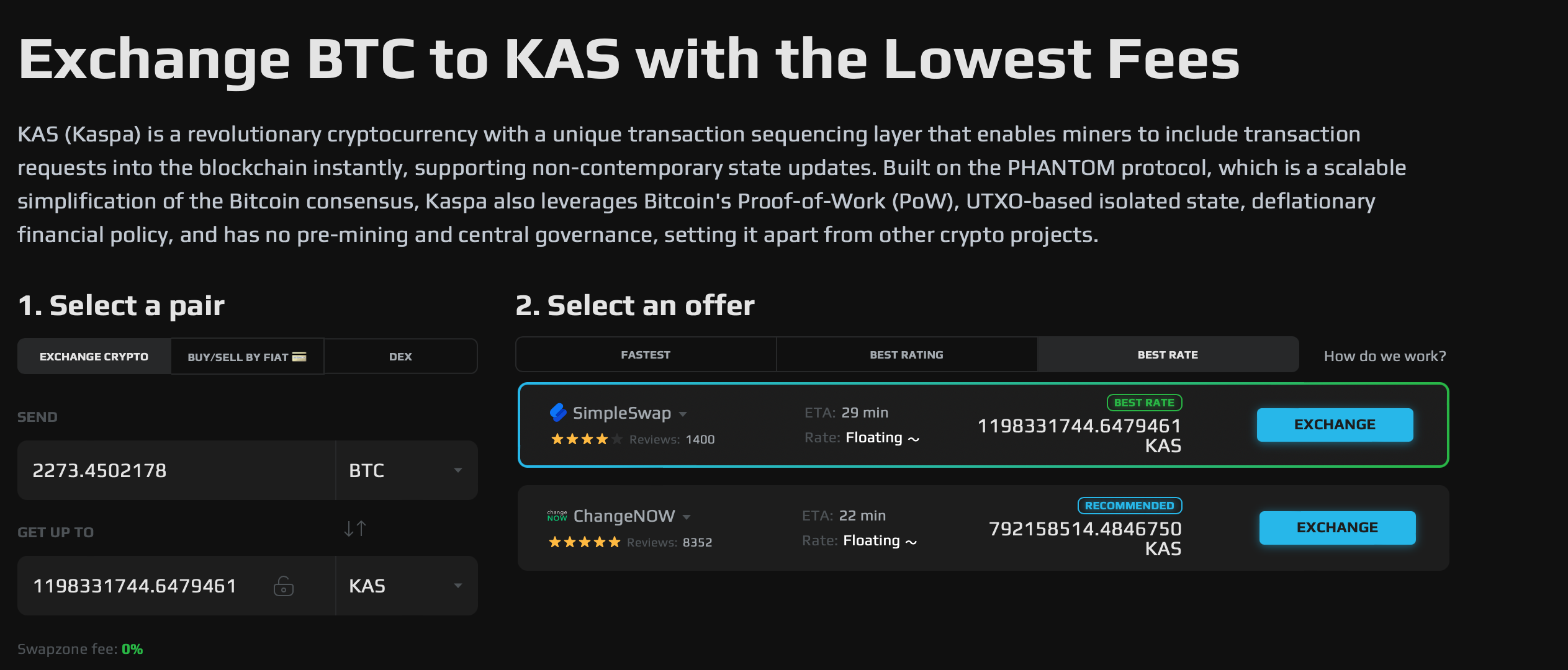 How to Swap Kaspa (KAS) Safely and Without KYC in 2023