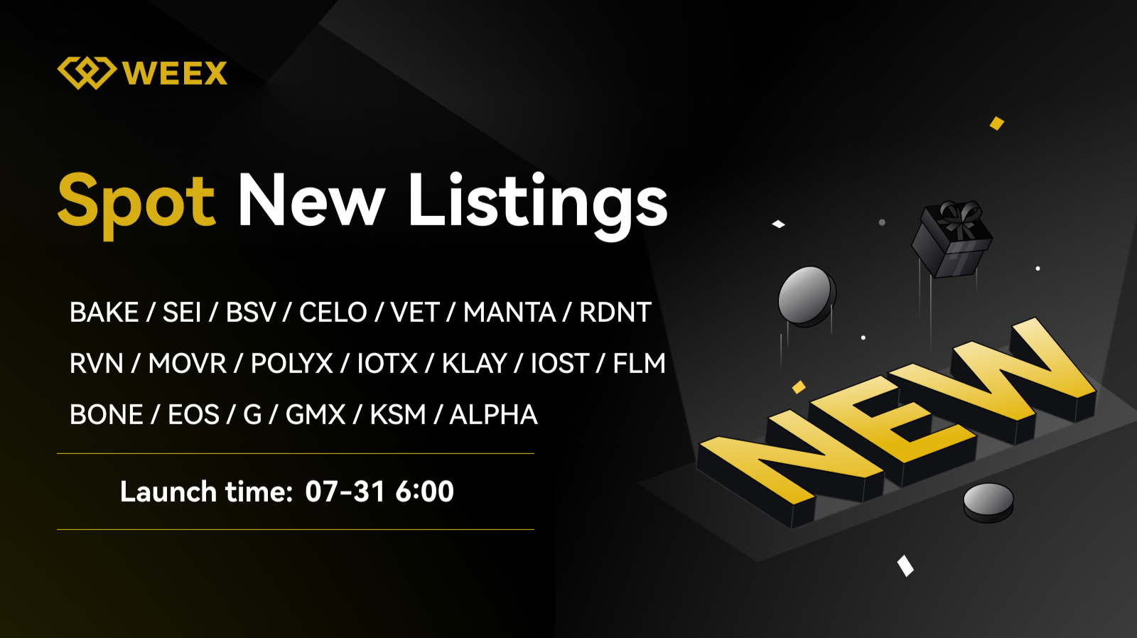 New Spot Listing: WEEX Adds 20 New Trading Pairs