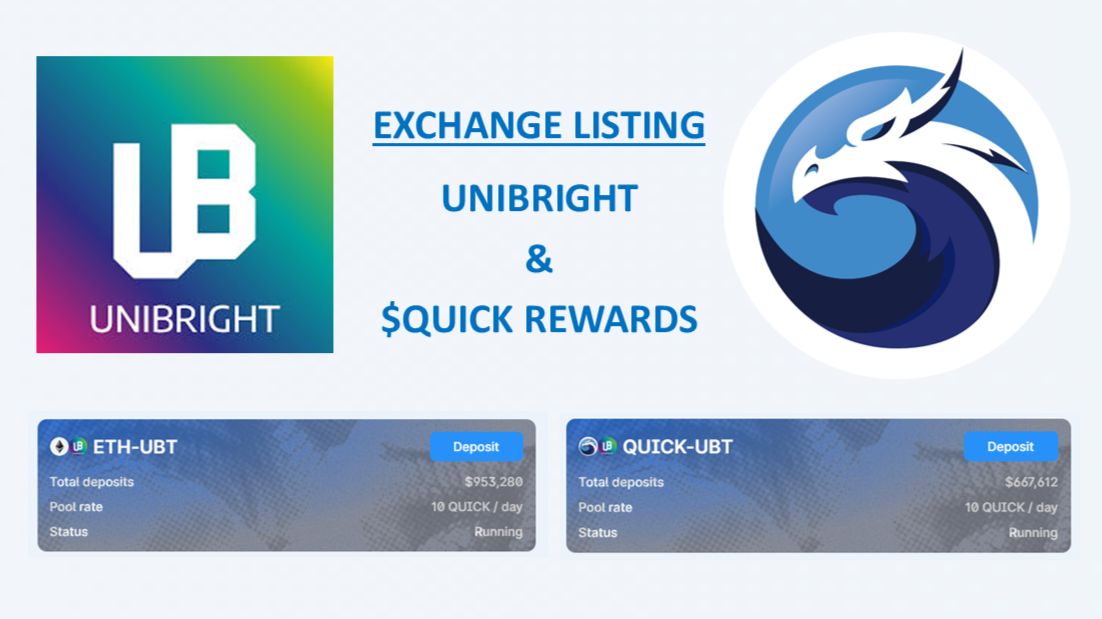 Exchange Listing - Unibright (UBT) and QUICK Rewards