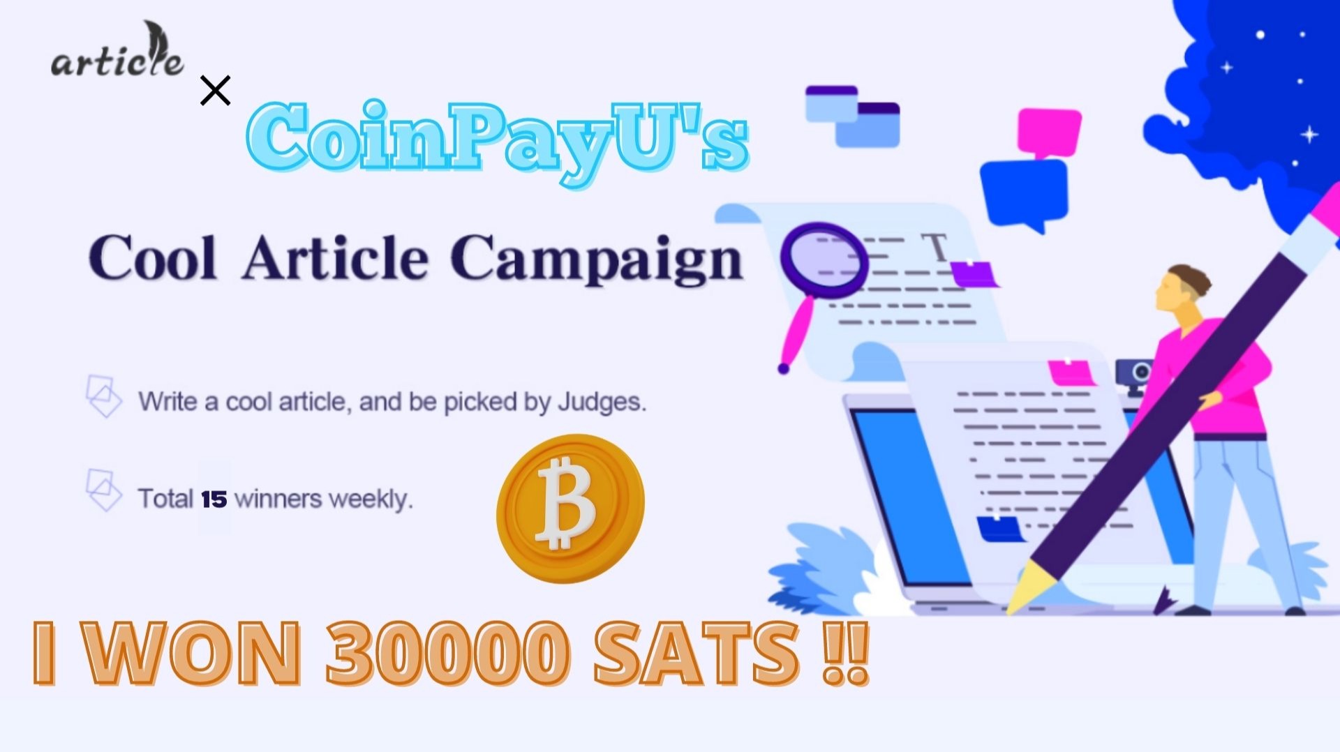 Learn how to win 30000 sats writing on CoinPayU