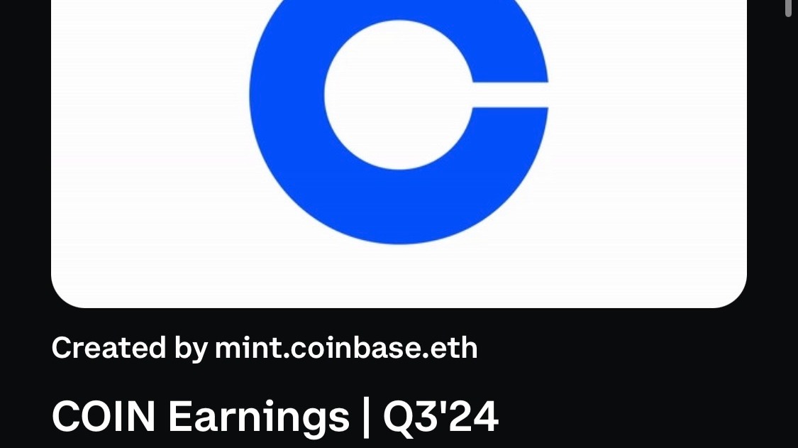 You can now mint an NFT of Coinbase Q3 2024 earnings