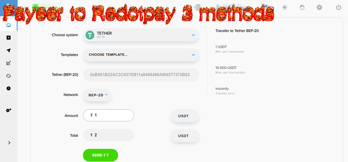 Payeer to Redotpay 3 methods
