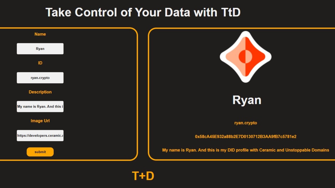 Ceramic and Unstoppable Domains React App