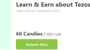 CoinGecko Learn And Earn Tezos (10 dollars)