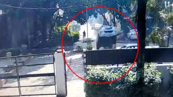 Toyota Fortuner flies and crashes into two cars